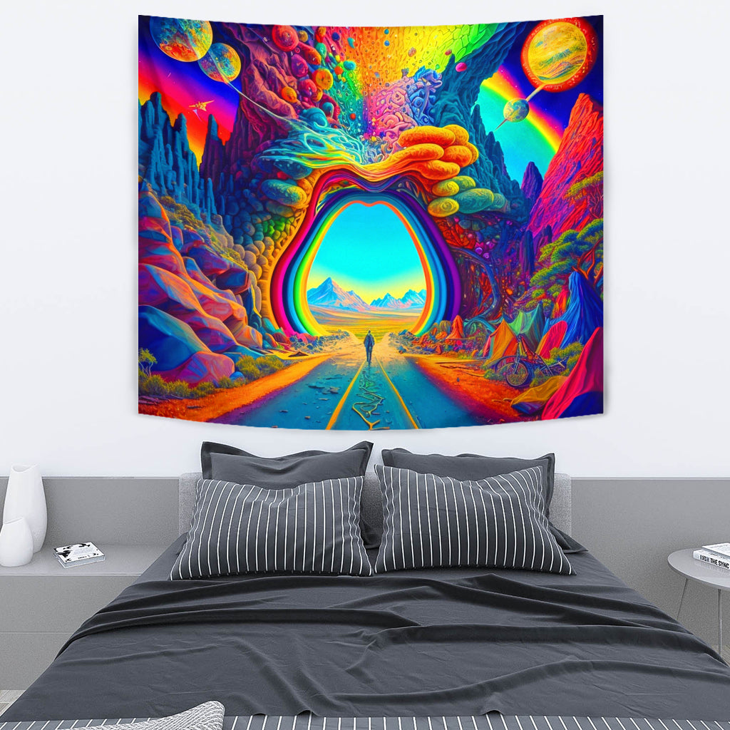 RAINBOW TUNNEL TAPESTRY | ACIDMATH AI – ACIDMATH STORE